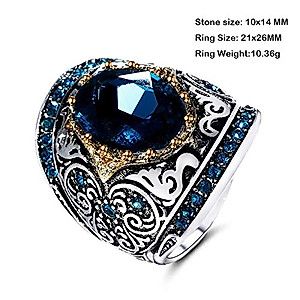 Vintage Peacock Blue Gemstone Ring Jewelry Gift for Women (6)