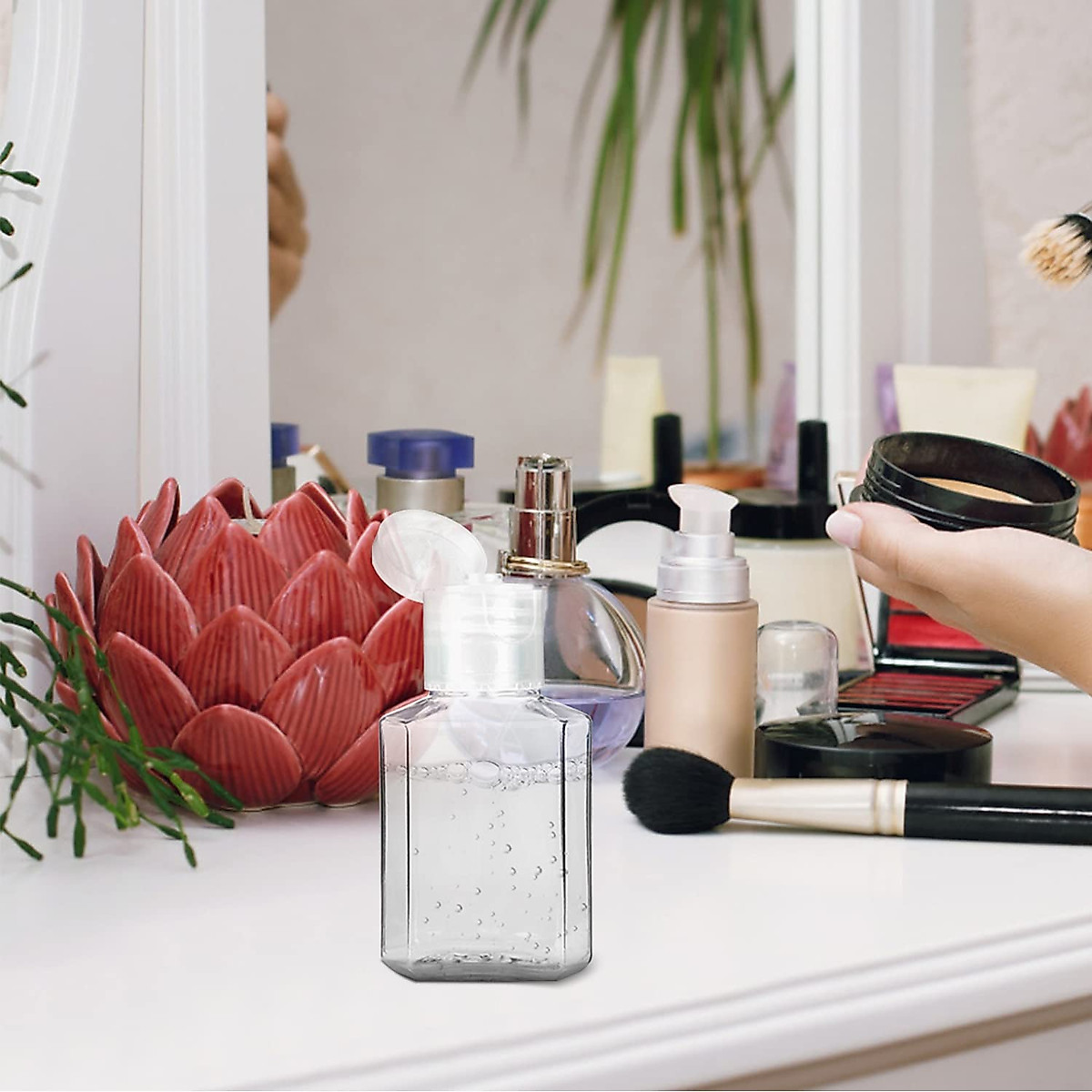 30 Pieces 1 oz Plastic Bottles Clear Travel Bottles with Flip Cap Portable Empty Hand Sanitizer Bottles, Refillable Containers for Travel Business Trip