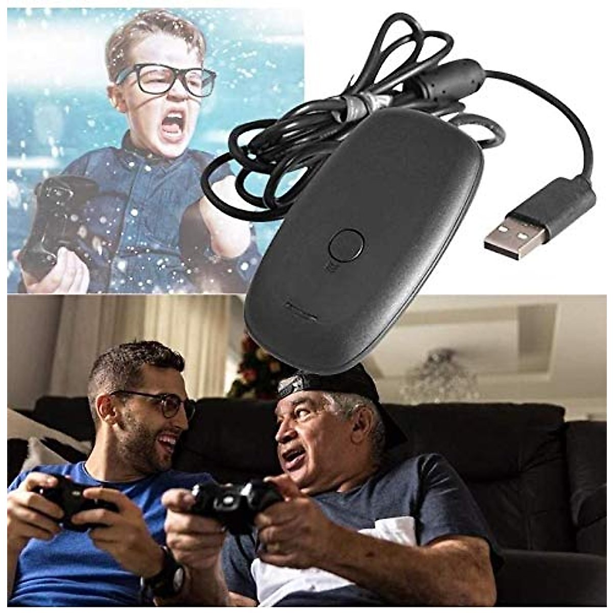 Wireless USB Gaming Receiver Adapter Compatible with Microsoft Xbox 360 Controllers, Desktop PC Laptop Gaming Adapter for Windows PC