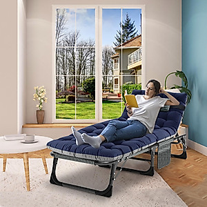 MOPHOTO Folding Lounge Chair 5-Position, Folding Cot, Portable Outdoor Folding Chaise Lounge Chair for Sun Tanning, Perfect for Pool Beach Patio Sunbathing