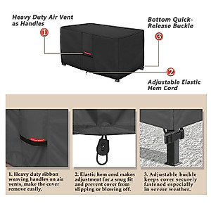 Porch Shield Patio Fire Pit Cover - Waterproof 600D Outdoor Rectangular Fire Table Cover Deck Box Protector - 54 x 28 inch, Black