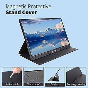 FYHXele 15.6" Portable Monitor, Touchscreen Monitor, FHD 1080P IPS Ultra Slim Gaming Monitor, Eye Care Display, 1x Mini-HDMI 2xUSB Type-C for Laptop PC Phone, Touch Not for iOS