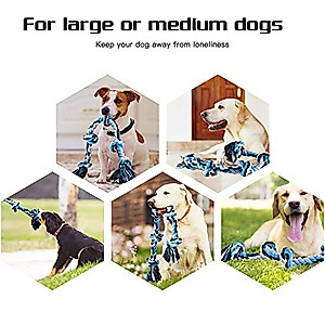 Bmag Dog Rope Toys for Aggressive Chewers, Heavy Duty Dog Toys for Medium Large Dogs, Tough Twisted Rope Toy with 5 Knots