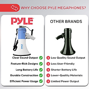 PYLE Portable Megaphone Speaker PA Bullhorn - Built-in Siren, 50W Adjustable Volume Control in 1200 Yard Range, Ideal for Any Outdoor Sports, Cheerleading Fans & Coaches, or for Safety Drills
