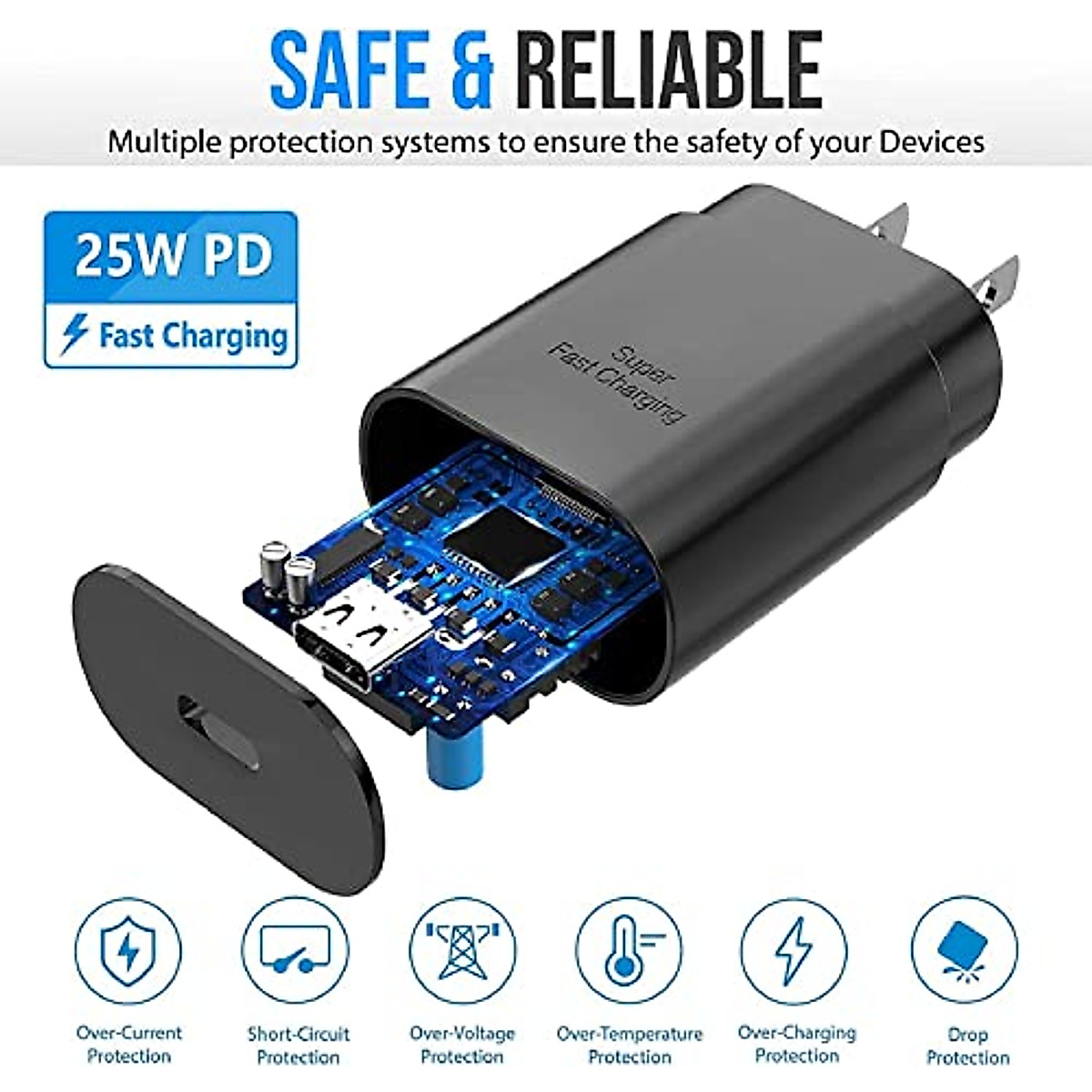 Samsung Fast Charger 25W USB C Wall Charger Super Fast Charging with Type C Charger Cable 5FT for Samsung Galaxy S23 S23Ultra S23+ S22 S22Ultra S22+ S21 S21Ultra S20 S20 Plus S10 S9 S8 Note 20/10/9/8