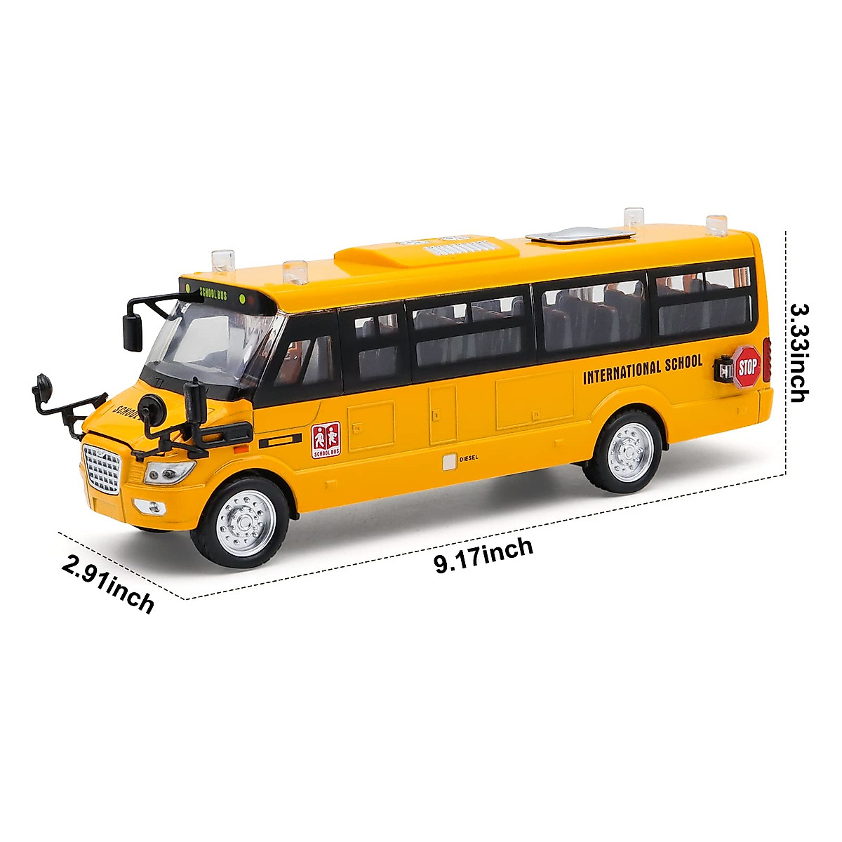 Ming You School Bus Toy for Toddlers - 9" Die-cast Pull Back Cars with Sounds Lights and Openable Doors, School Bus Toys for Kids Ages 4-8