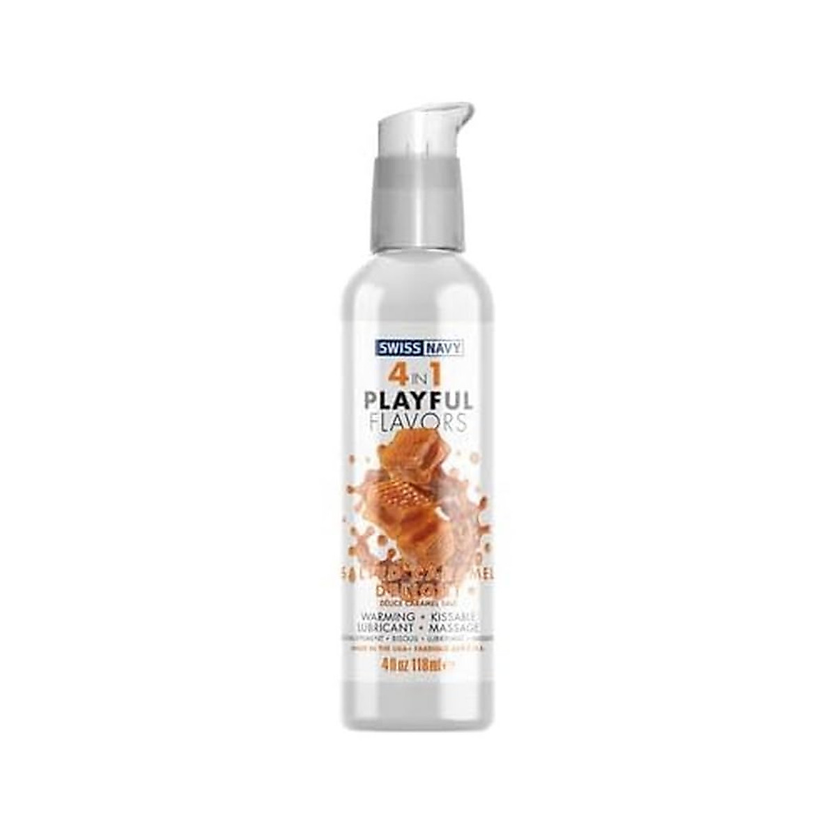 4 in 1 Playful Flavors - Salted Caramel Delight - Water Based Flavored Lubricant, Personal Lube for Men, Women and Couples, Made Without Sugar Added, 4 fl oz