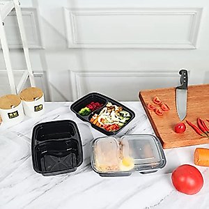 DODHEG 10 Pcs 2 Compartment Food Container, To Go Containers, Meal Prep Container, Meal Prep Containers with Lids, Reusable Bento Box , 34 OZ .