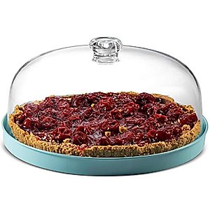 Godinger Cake Stand, Cake Plate Server with Dome, Fruit Platter, Metal Serving Tray and Shaterproof Acrylic Lid