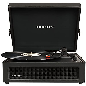 Crosley CR8017B-BK Voyager Vintage Portable Vinyl Record Player Turntable with Bluetooth in/Out and Built-in Speakers, Black