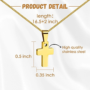Sereney Gold Cross Necklace as Easter Basket Stuffers for Teens Boys, Cross Necklace for Boys Stainless Steel Cross Necklace as Baptism 1st Communion Gifts for Boys Easter Gifts