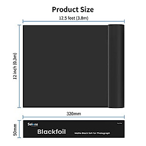 Selens Matte Cinefoil 12inch x 12.5feet Roll, Blcakfoil for Photograph Shaping Light & Masking Light Leaks