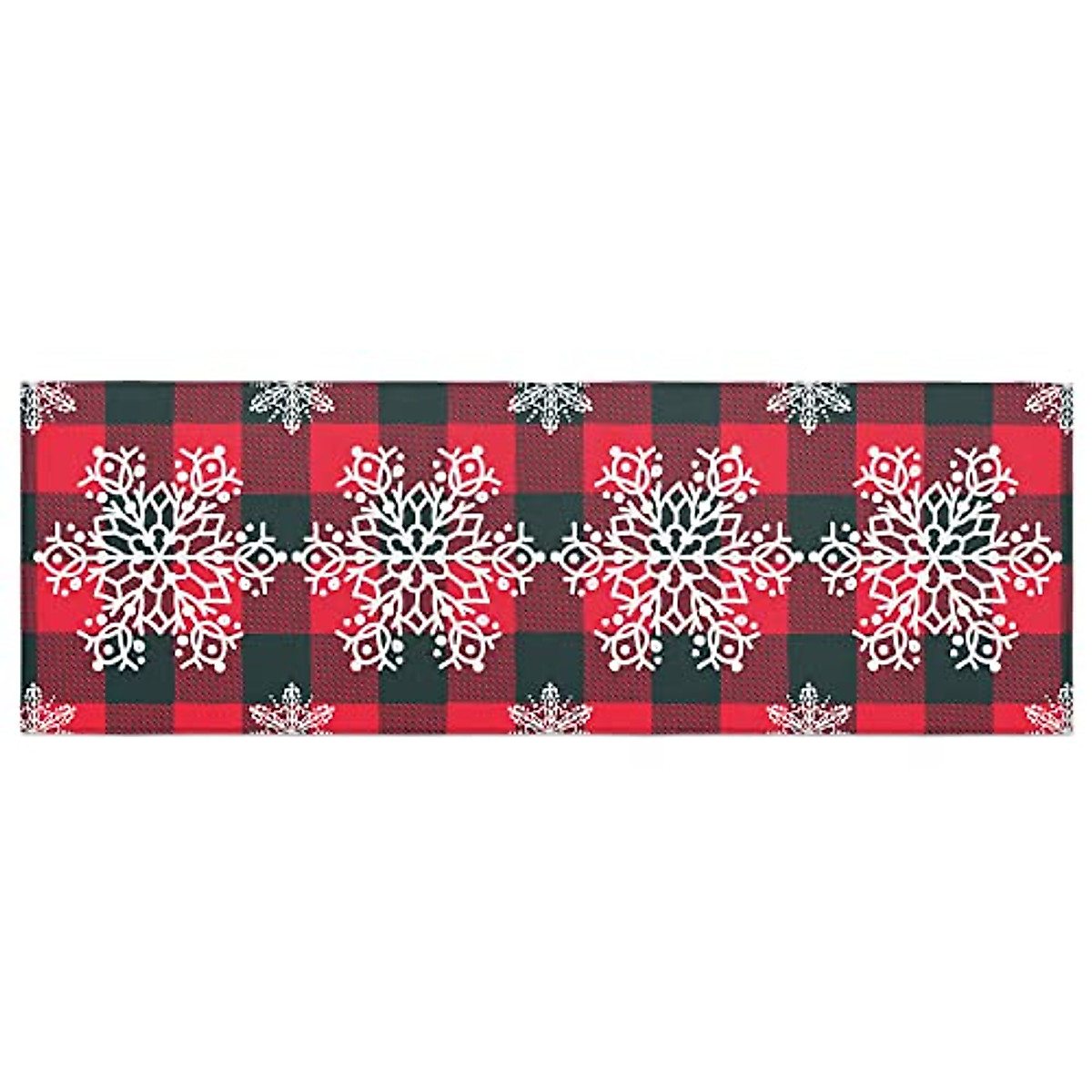 Kitchen Mats fo Floor, Merry Christmas Snowflake Red Black Buffalo Check Plaid Backed Rubber Dots Rugs,Non Slip,Absorbant Runner Rugs for Hallway Entryway,Kitchen,Laundry 1 pcs 23.6x70.9 Inch