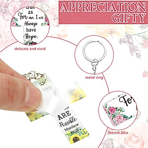 Remuuly 50 Pcs Christian Cross Keychain Bulk Floral Acrylic Bible Verse Keychain Religious Christian Keychains Inspirational Quotes Scripture Keychain for Women Men Church Mother's Day Gifts