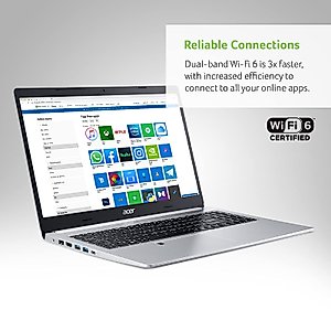 2023 Newest Acer Aspire 5 Laptop, 15.6" FHD IPS Display, AMD Ryzen 3 3350U Processor, 8GB DDR4 RAM, 256GB PCIe SSD, WiFi6, Backlit Keyboard, Fingerprint Reader, Amazon Alexa, Windows 11 Home in S mode
