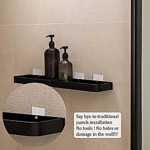 13Pcs Adhesive Wall Hooks No Damage Shower Shelf Hook Racks Oilproof Wall Hanger Without Nails Waterproof Practical Bathroom Hooks for Hanging Kitchen Bedroom Home Office Photos Frames