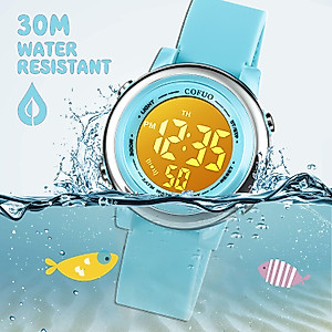 cofuo Kids Digital Sport Waterproof Watch for Girls Boys, Kid Sports Outdoor LED Electrical Watches with Luminous Alarm Stopwatch Child Wristwatch 3-12 Years