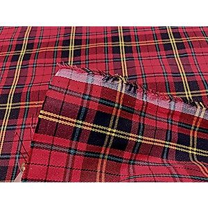 AMORNPHAN 60 Inch Plaid Scottish Traditional Pattern Tartan Motif Printed 100% Woven Cotton Fabric for Clothing Tablecloth Decorative Sewing Arts Crafts Upholstery and Home Accents for 1 Yard (Red)