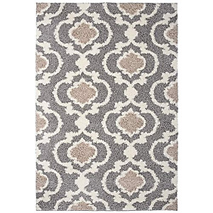 Cozy Moroccan Trellis Gray/Cream 3'3" X 5' Indoor Shag Area Rug