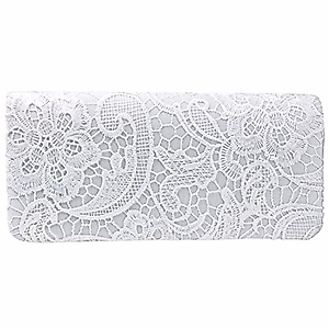 U-Story Women's Elegant Floral Lace Evening Party Clutch Bags Bridal Wedding Purse Handbag (White)