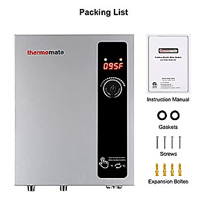 thermomate Electric Tankless Water Heater, 11kW at 240 Volt, On Demand Instant Hot Water Heater, Self Modulating Energy Saving, Save Space, 2.15GPM at 35°F Rise