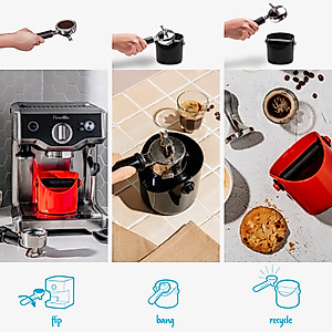 Dreamfarm Grindenstèin | Modern Espresso Knock Box | Sturdy & Compact Coffee Knock Box | Space-Saving Coffee Ground Bin with Durable Knock Bar | Easy-To-Clean Espresso Knock Boxes | Black