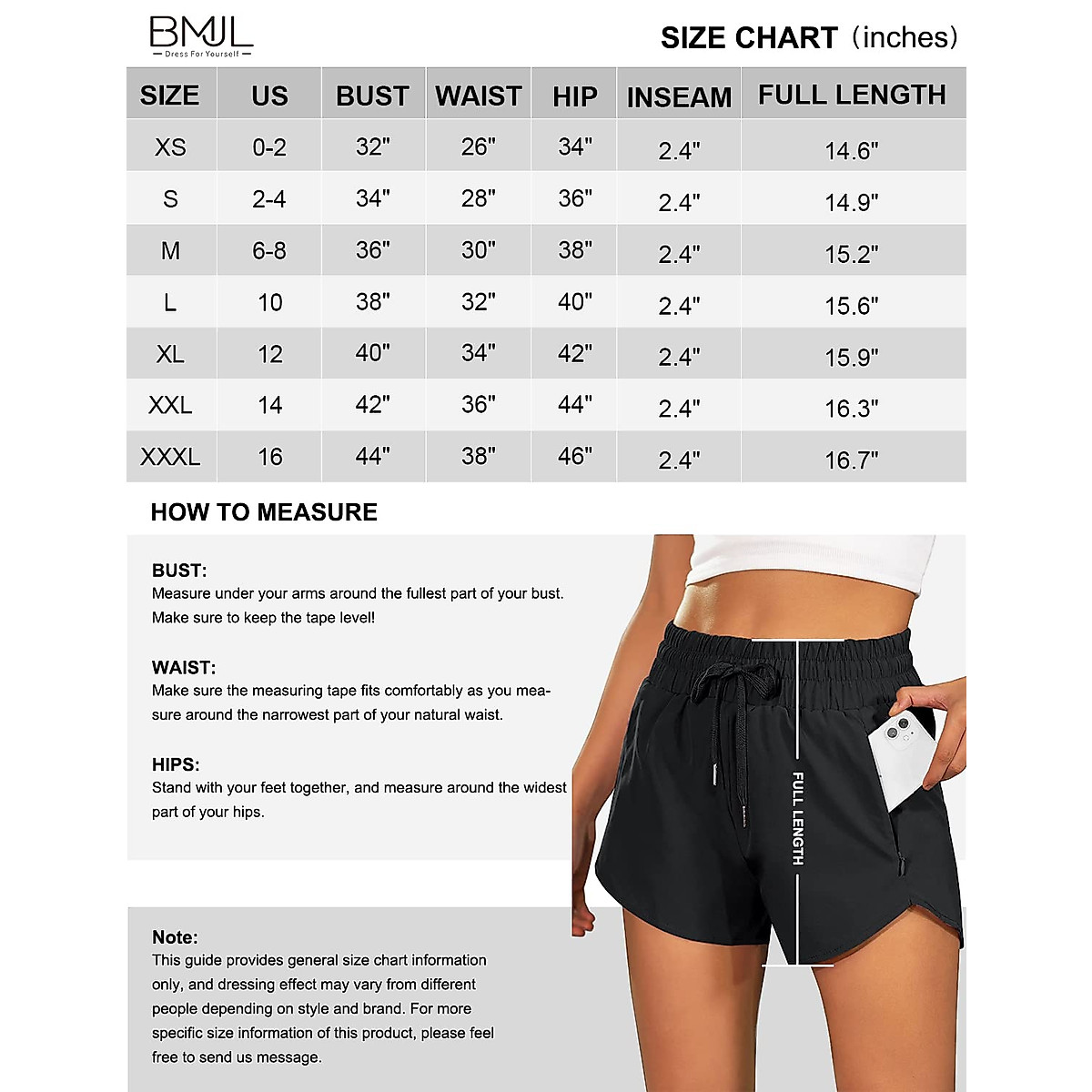 BMJL Women's Running Shorts High Waisted Athletic Shorts Summer Gym Workout Short with Zipper Pockets(M,Black2)