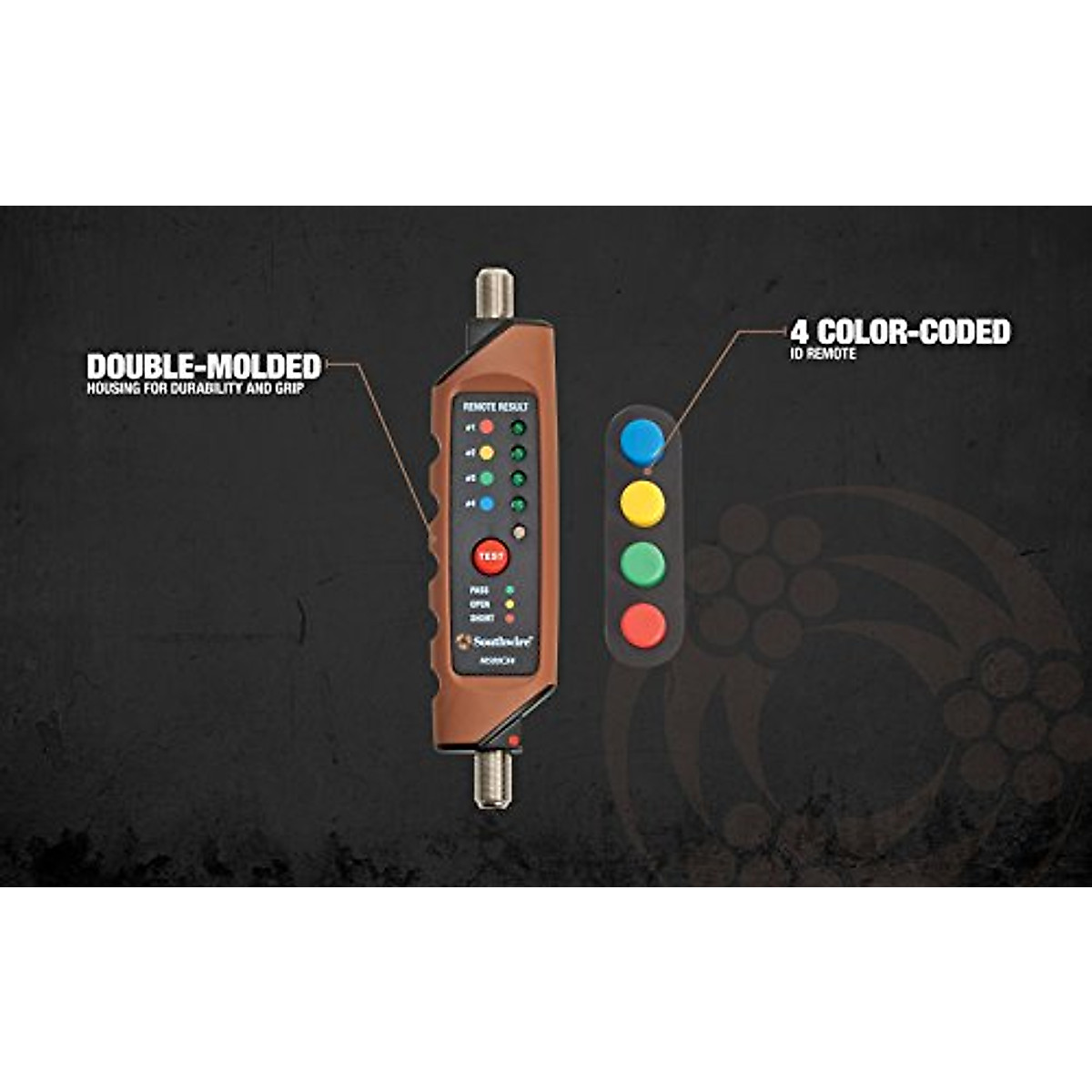 Southwire M500CX4 Coax Continuity Tester/Mapper; Durable Design; Auto Power-Off; Double-Molded Housing; Easy-to-Understand LED Display; Includes 4 Color-Coded ID Remotes