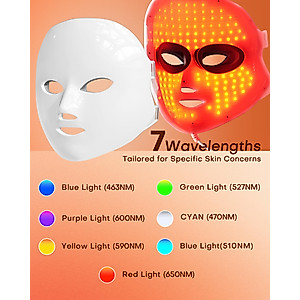 NEWKEY Red Light Therapy Mask for Face,7 Colors LED Face Mask Light Therapy, At-Home Photon Skin Care Beauty Mask for Anti Wrinkles Acne Reduction