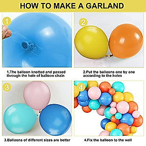 Balloons Arch Kit, 87PCS Rainbow Balloon Garland Kit Balloon Arch, Latex Balloon Rainbow Balloon in Blue Pink Yellow Orange for Kids Birthday Baby Shower Graduation Wedding Party Decorations Supplies