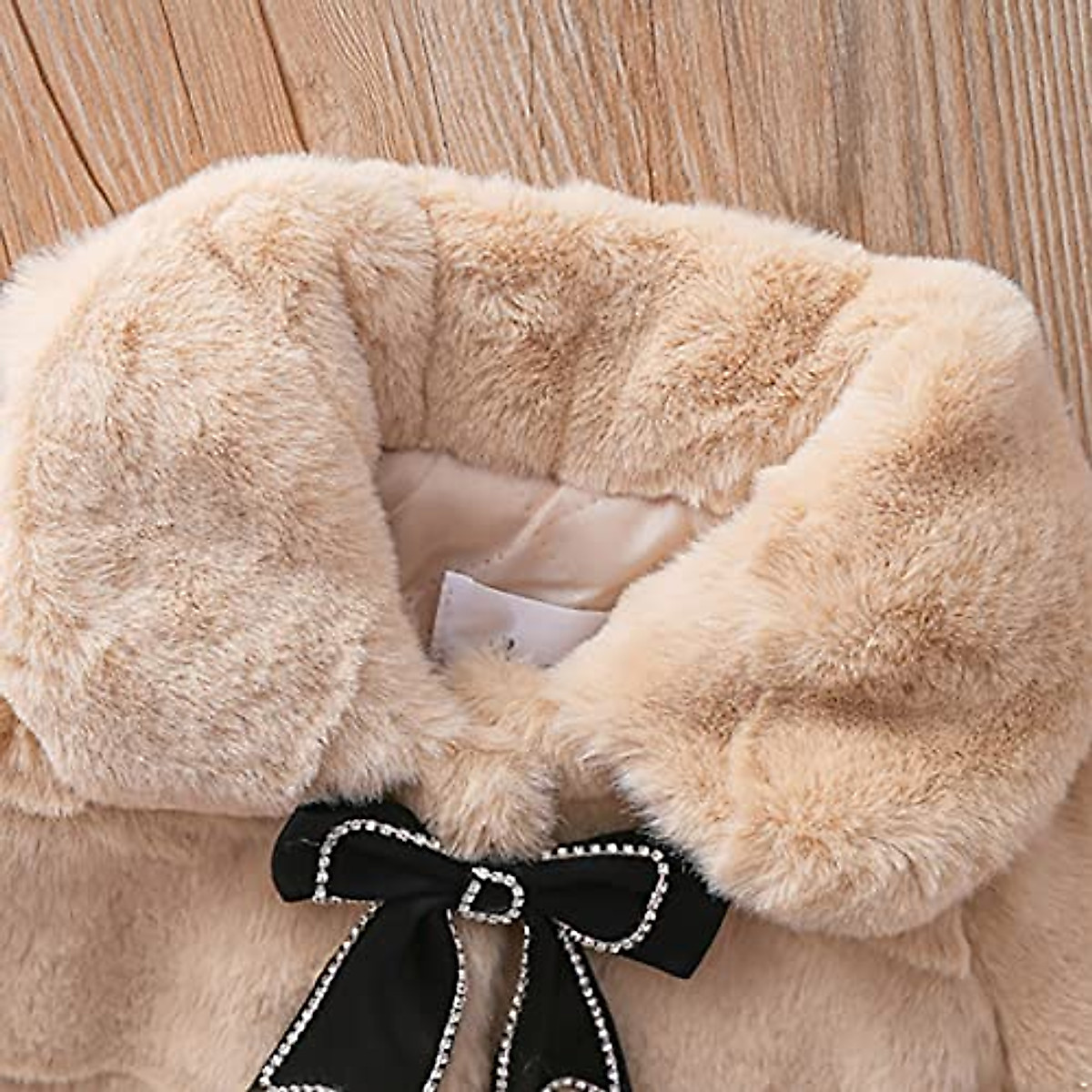 vastwit Infant Baby Girls Faux Fur Coat Warm Tops Princess Lovely Long Sleeve Cloak Jacket Winter Outfit Khaki Cute 2-3 Years