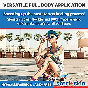 Tattoo Bandage Aftercare Healing Wrap, 6”x 40”, Transparent Sanitary Film Flexible and Breathable Adhesive Waterproof Dressing Tape for Second Skin Derm Protection and Recovery, Scissors Included…