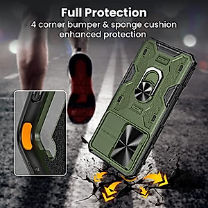 VEGO for Galaxy S23 Plus Case, Samsung S23 Plus Case with Stand & Slide Camera Cover Magnetic Absorption, Microfiber Lining 4 Corners Sponge Cushion Shockproof Case for Galaxy S23 Plus 6.6" - Green