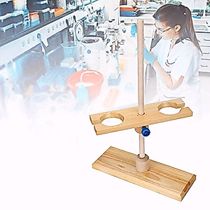 Funnel Stand, 2 Holes Wooden Separating Funnel Stand Holder Adjustable Height Funnel Rack for School Laboratory Experiment Fixing Accessories