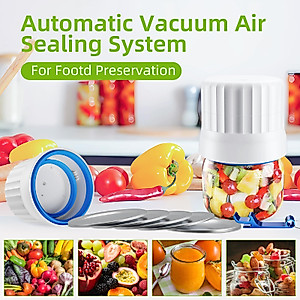 Electric Mason Jar Vacuum Sealer, Vacuum Sealer Kit for Wide Regular Mouth Mason Jars, Canning Jars Vacuum Seal Machine Kit Jars Sealing Machine Attachment for Food Storage