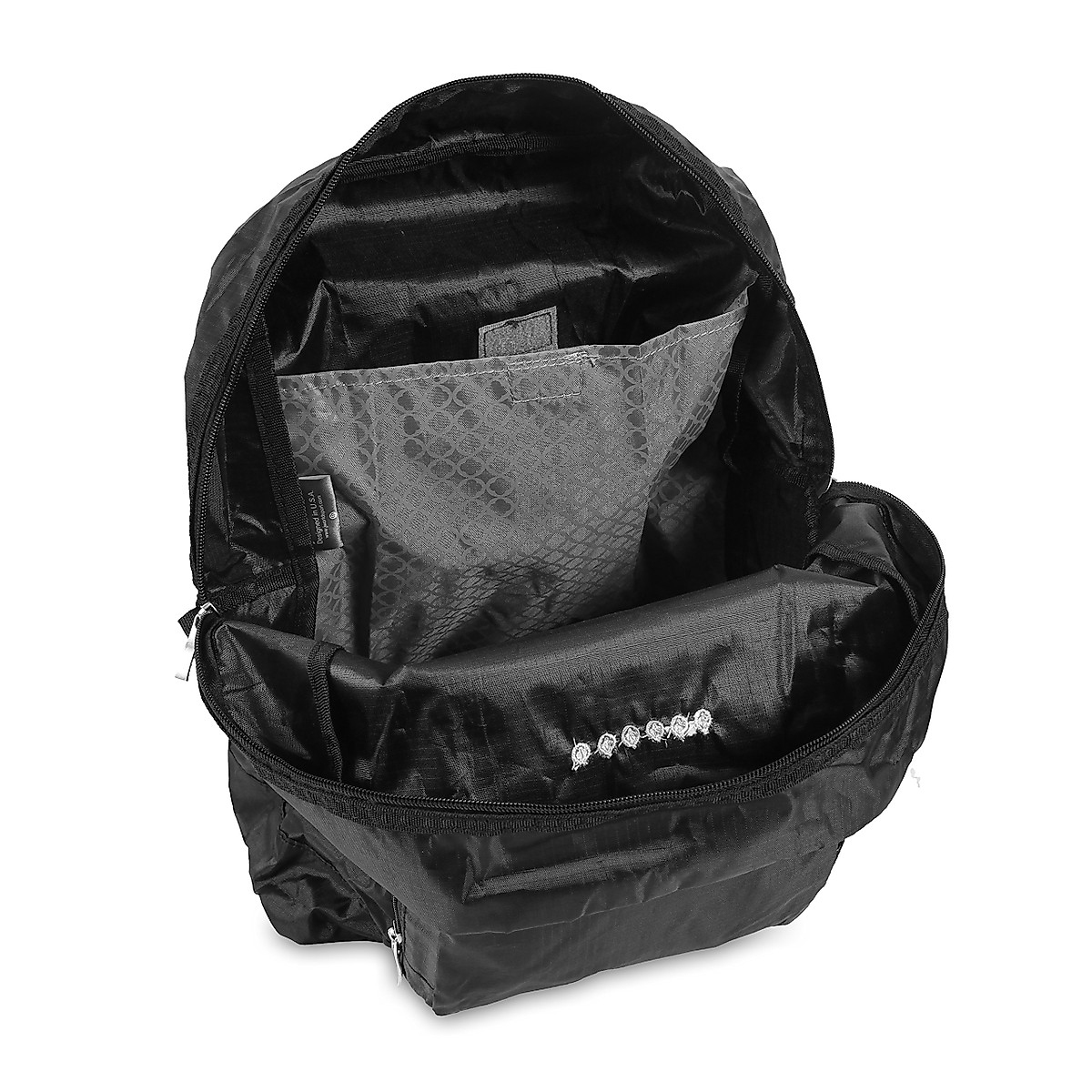 J World New York Buena Folding Backpack, Black, 6 X 11 X 15.7 (H X W X D)