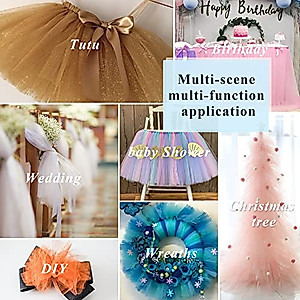 Glitter Tulle Rolls 6 Inch by 50 Yards Sequin Tulle Fabric Ribbon for DIY Tutu Skirt Sewing Bow Wedding Decorations Craft Supplies (Antique Gold)