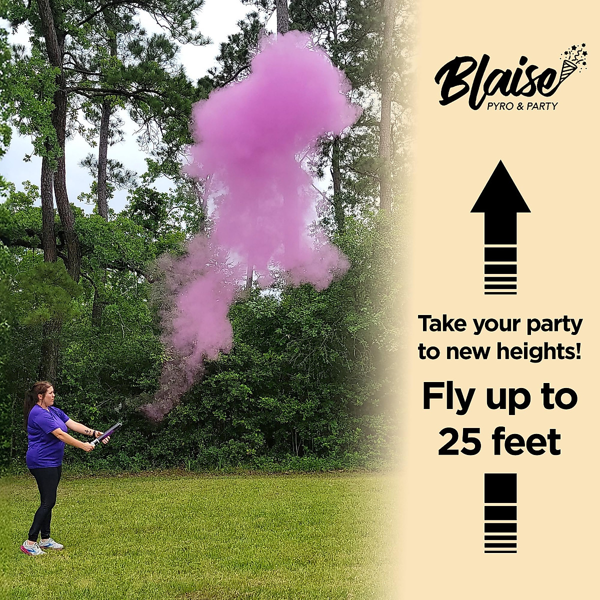 Blaise Pyro & Party Powder Poppers - Colorful Cannons for Birthdays, Weddings, Anniversaries, & More – Designed to Break Down Naturally, Easy to Use for Photoshoot & Celebrations - 16", 4 Pack, Purple