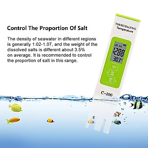 Watris Veiyi Pool Salt Tester, 5 in 1 Salinity/Temp/EC/S.G/TDS Meter, Digital Pool Water Tester, High Accuracy Salinity Meter for Swimming Pool, Aquarium, Saltwater