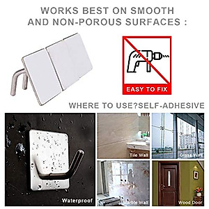 Robe Towel Hooks, SUS 304 Stainless Steel Bathroom Kitchen Hooks, Utility Heavy Duty Wall Hooks Office Hooks, Strong Adhesive Shower Hook, Coat Key Hook Waterproof 5 Pack by APTGAGA