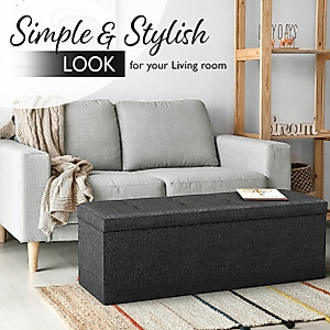 Lifetime Home 43" Folding Storage Ottoman Bench for Living Room, Bedroom, TV Entertainment - Bedroom Bench with Hidden Storage, Foot Rest Stool - 660 Capacity & Holds up to 5.6 Cubic Feet of Storage