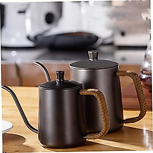 FELTECHELECTR 1pc Hand Pour Coffee Pot Coffee Brewer Manual Espresso Maker Gooseneck Kettle Stovetop Thermal Coffee Maker Mini Water Kettle Vintage Boil Water Pot Black
