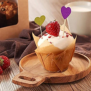 200pcs Tulip Cupcake Liners Baking Paper Cups Holders Greaseproof Muffin Cases Wrappers for Wedding Birthday Party Baby Shower, Standard Size (Natural)