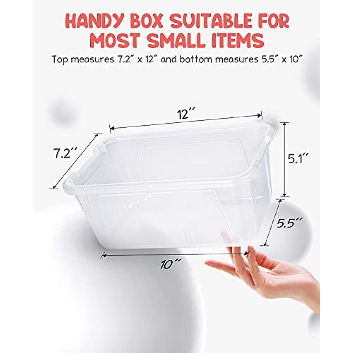 GAMENOTE Plastic Storage Bins with Lids - 5 Qt, 6 Pack Clear Small Stackable Cubby Storage Organizer Containers for Organizing (11.7 × 7.1 × 5.1 inches)