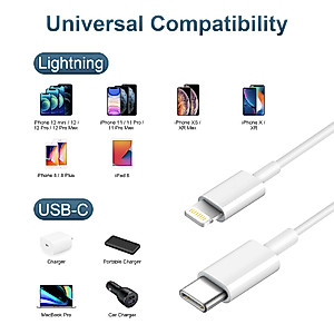 iPhone Charger Super Fast Charging [MFi Certified] iPad Charger 20W PD USB C Wall Charger 2-Pack 6FT Fast Charging Cable Compatible with iPhone14/14 Pro Max/13/13Pro/12/12 Pro/11/11Pro/XS,iPad