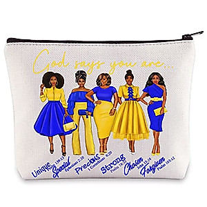 WZMPA Sigma Gamma Rho Cosmetic Makeup Bag Greek Sorority Gift God Says You Are Sorority Makeup Zipper Pouch Bag 1922 SGR Paraphernalia (God Says SGR)