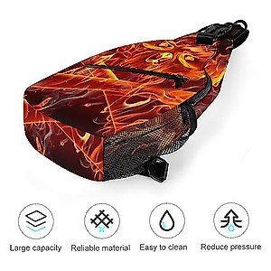 Meaudiwes Traveling Running Casual Chest Bag, Phone Bag, Day Pack Cross Body Sling Backpack For Sports Hiking Compatible with Fire Flaming Skull Crossbones
