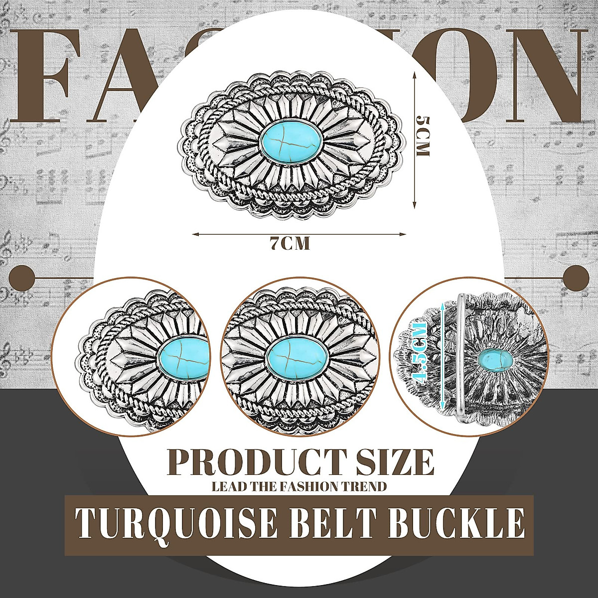 XunYee 2 Pcs Turquoise Belt Buckle Vintage Western Buckles Cowboy Cowgirl Turquoise Jewelry Western for Ladies Girls Women