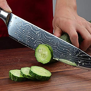 Professional Chef Knife Set 5 Pieces, Kitchen Knives Set Stainless Steel with Wood Handle Chef Knife Cooking Utility Bread Slicing Peeling Boning Knife (5PCS-KNIFESETS)