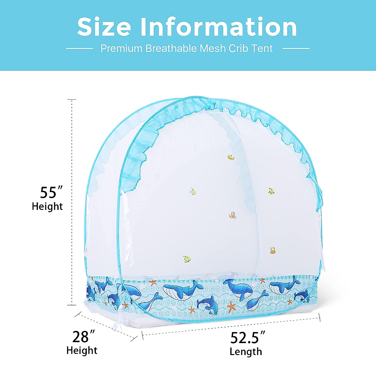 Baby Crib Tent Crib Net to Keep Baby In, Baby Safety Cribs Mosquito Net Tents for Crib, Pop Up Mosquito Tent Net Crib Canopy Cover Netting to Keep Toddler In, Soft Mesh Cover Cribs Net for Baby Safety